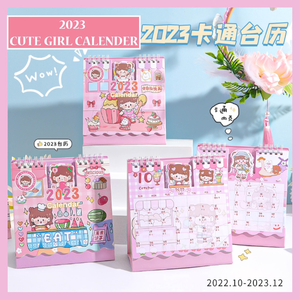 023 Calendar Kawaii Planner Notebook Cute Desktop Cartoon Desktop ...