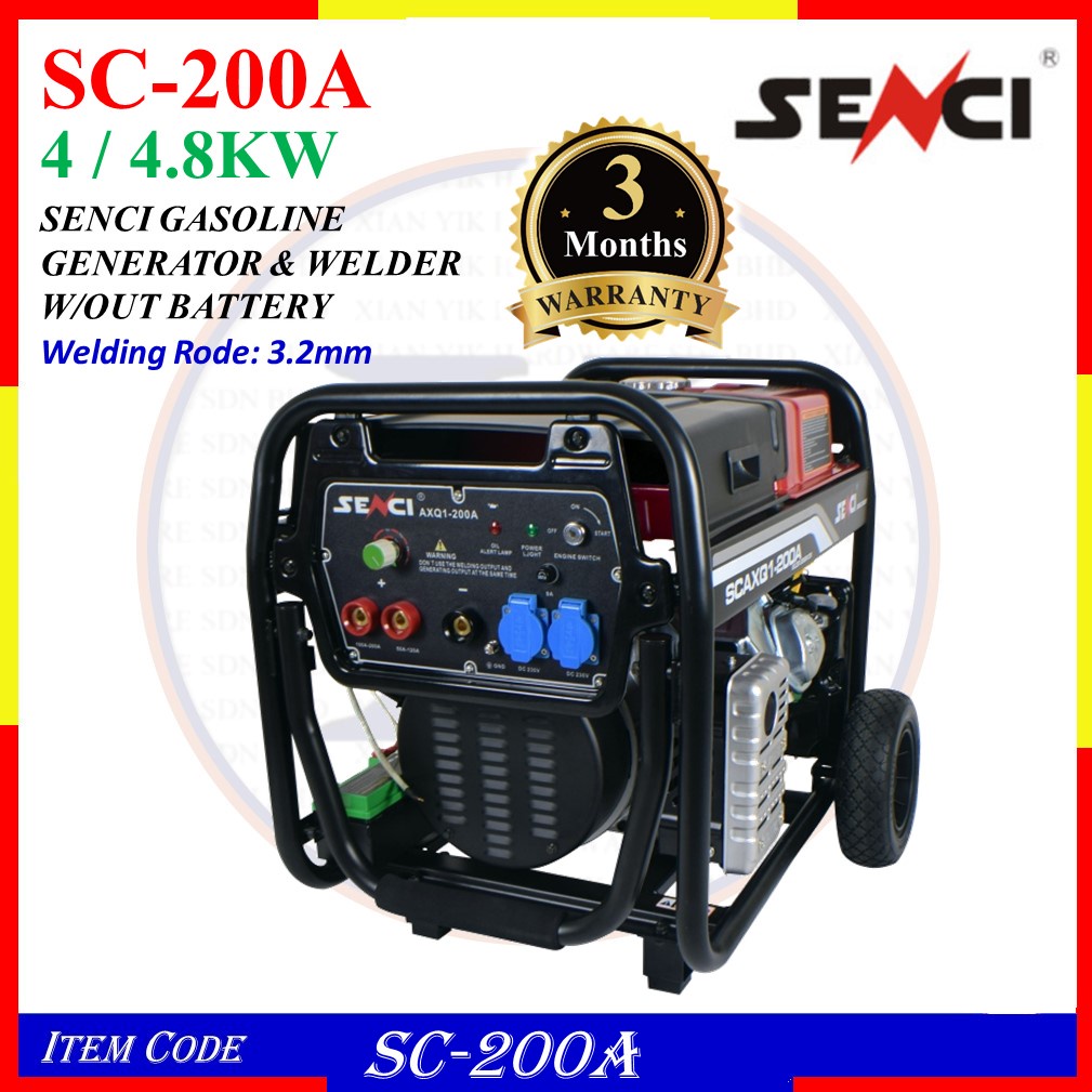 SC-200A SENCI SC200A GASOLINE DC WELDER & GENERATOR 4 / 4.8KW C/W SENCI ...