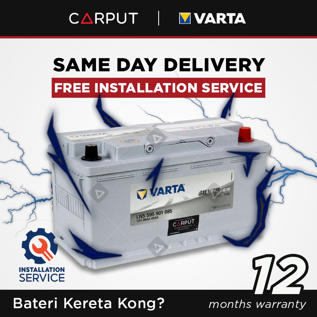 [ Installation Provided ] DIN95L LN5 AGM Battery Varta Silver Dynamic AGM Car Battery Auto Start ...