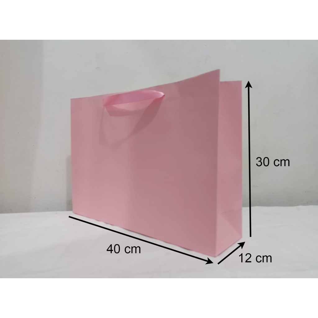 MERAH Plain PaperBag - Buffalo Pink / Pink - 40cm x 12cm x 30cm ...