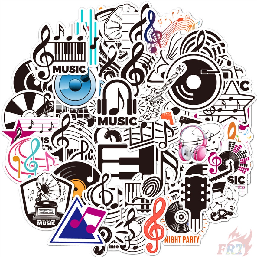 50Pcs/Set Music Studio Series 01 Stickers DIY Fashion Waterproof Doodle ...