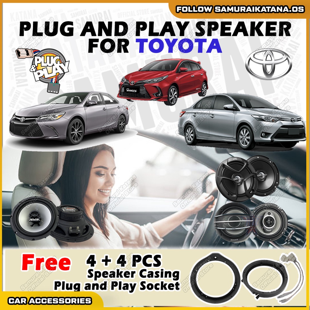 For Toyota Vios Yaris Avanza Altis Plug and Play Car Speaker Mohawk JVC ...