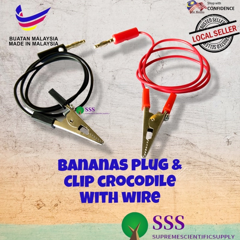 🔥[Ready stock]🔥Bananas Plugs and Crocodile Clips with Wire (Black or Red) | Shopee Malaysia