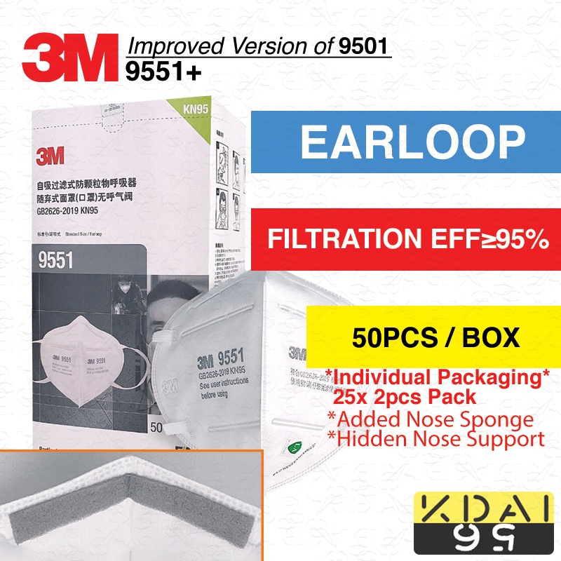 PREMIUM 50PCS 3M 9501 9502 Respirator N95 mask NIOSH PM2.5 N95 MEDICAL MASK Earloop Headloop ...