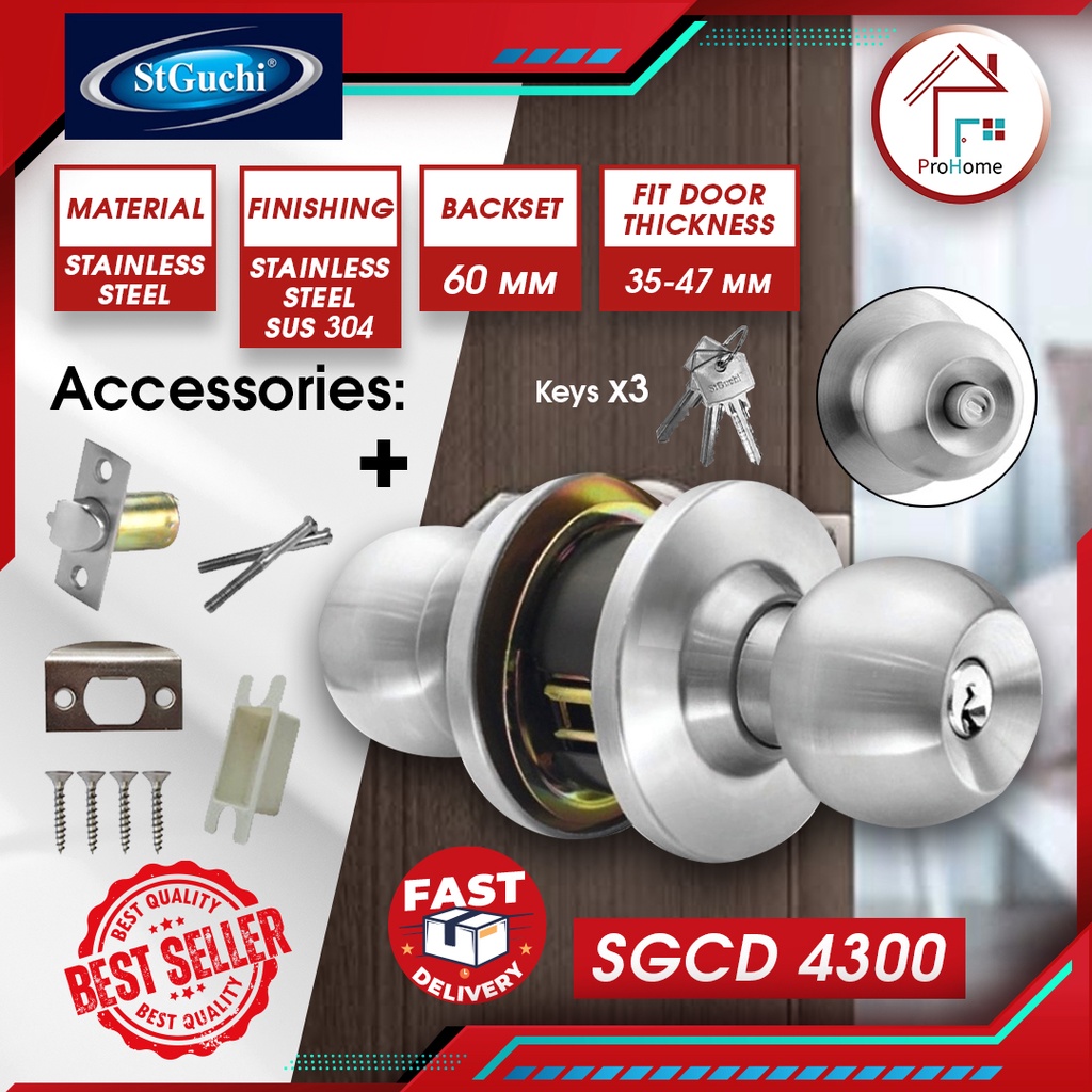 ST. GUCHI SGCD-4300 STAINLESS STEEL SUS304 CLINDRICAL DOOR LOCK / ROUND ...