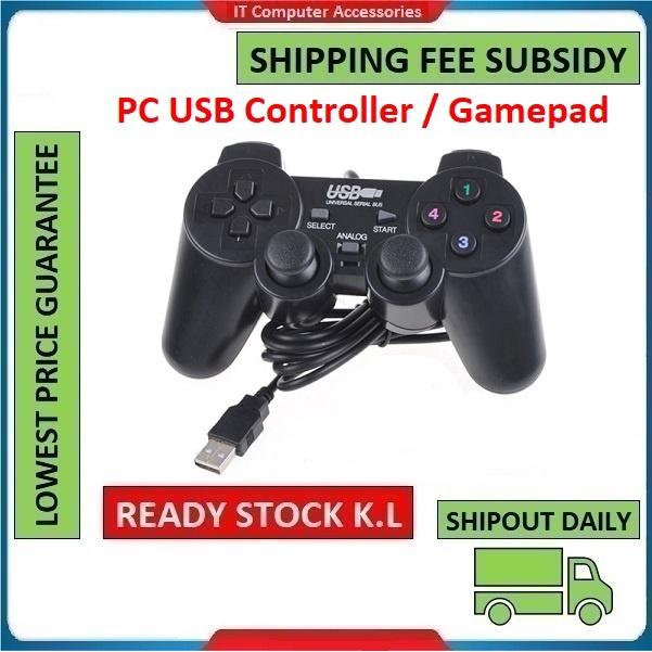 Single USB Gamepad Joystick Double Shock Vibration PC Controller Wired ...