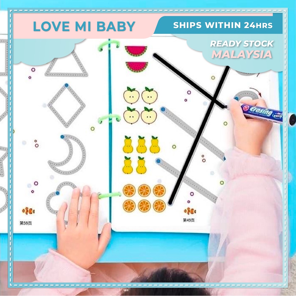 Erasable Writing Book Preschool Kids Learning Training Calligraphy ...