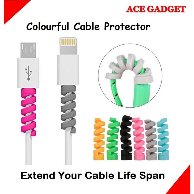 💯 Promosi Hebat Fancy Colour Cable Protector Twist Cable Sleeve ...