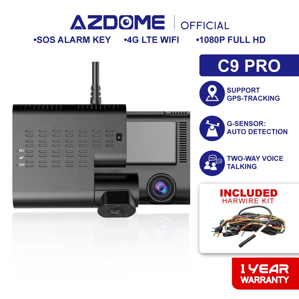 AZDOME C9PRO 1080P Full HD Dual Channel Front & Cabin DashCam Night ...