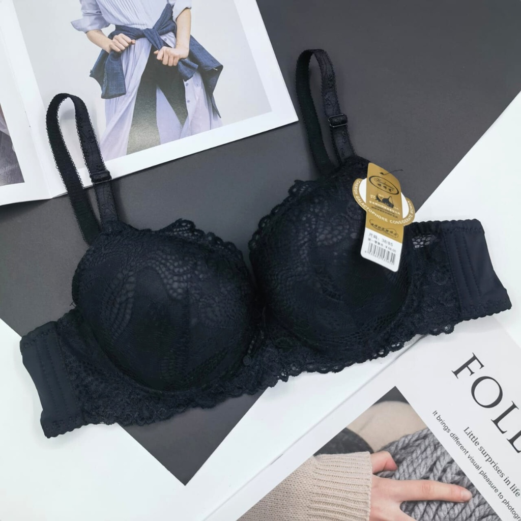 Bra Women Wired BC Cup 3D Floral Lace 3 Hook Full Cup Bra Baju Dalam ...
