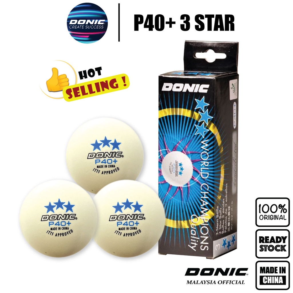 Donic P40+ 3 Star Ball Maximum Quality Competition Table Tennis Balls | Shopee Malaysia