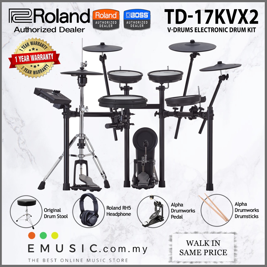 *NEW* Roland TD-17KVX2 V-Drums V Drum Electronic Digital Drum with Headphone and Stool TD17KVX2 ...