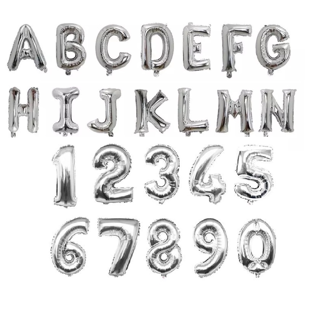 Happy Birthday Party Foil Balloons Letters Numbers 16inch 40cm SILVER ...