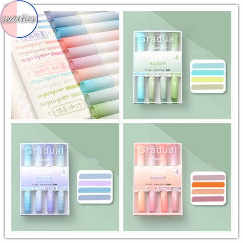 4PC/box students Gradual Color Fluorescent Highlighters Pens hand ...