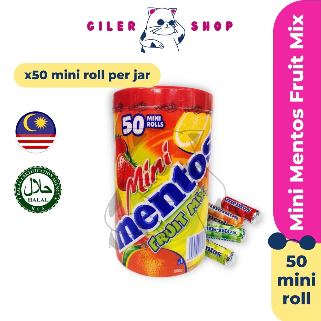 Mini Mentos Roll Candy Mix Fruits Mint 25pcs 50pcs Per Pack | Shopee ...