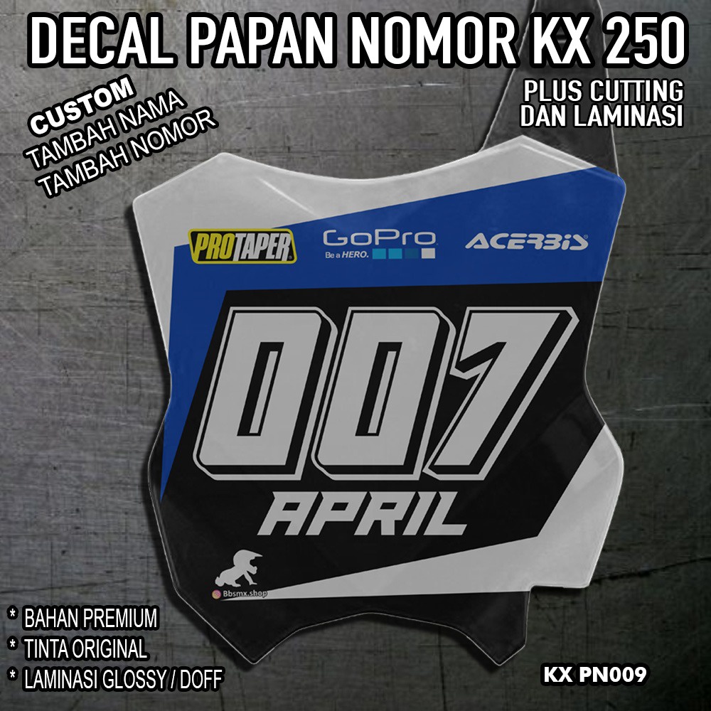 Decal Number Board Kx250 /GLOSY/PREMIUM/CUSTOM Sticker Minimalist decal ...