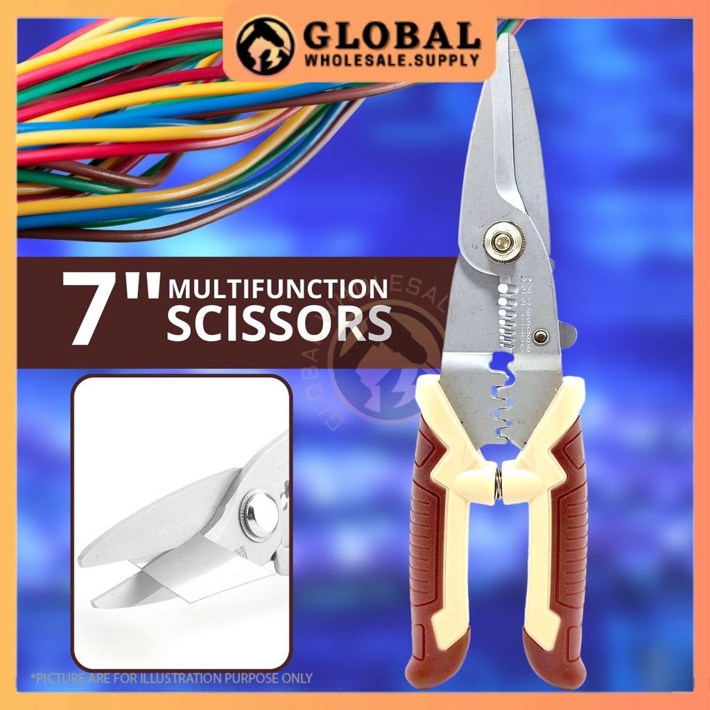 8" Multifuction Electrical Scissors Cutter Wire Cutter Crimping Tool ...