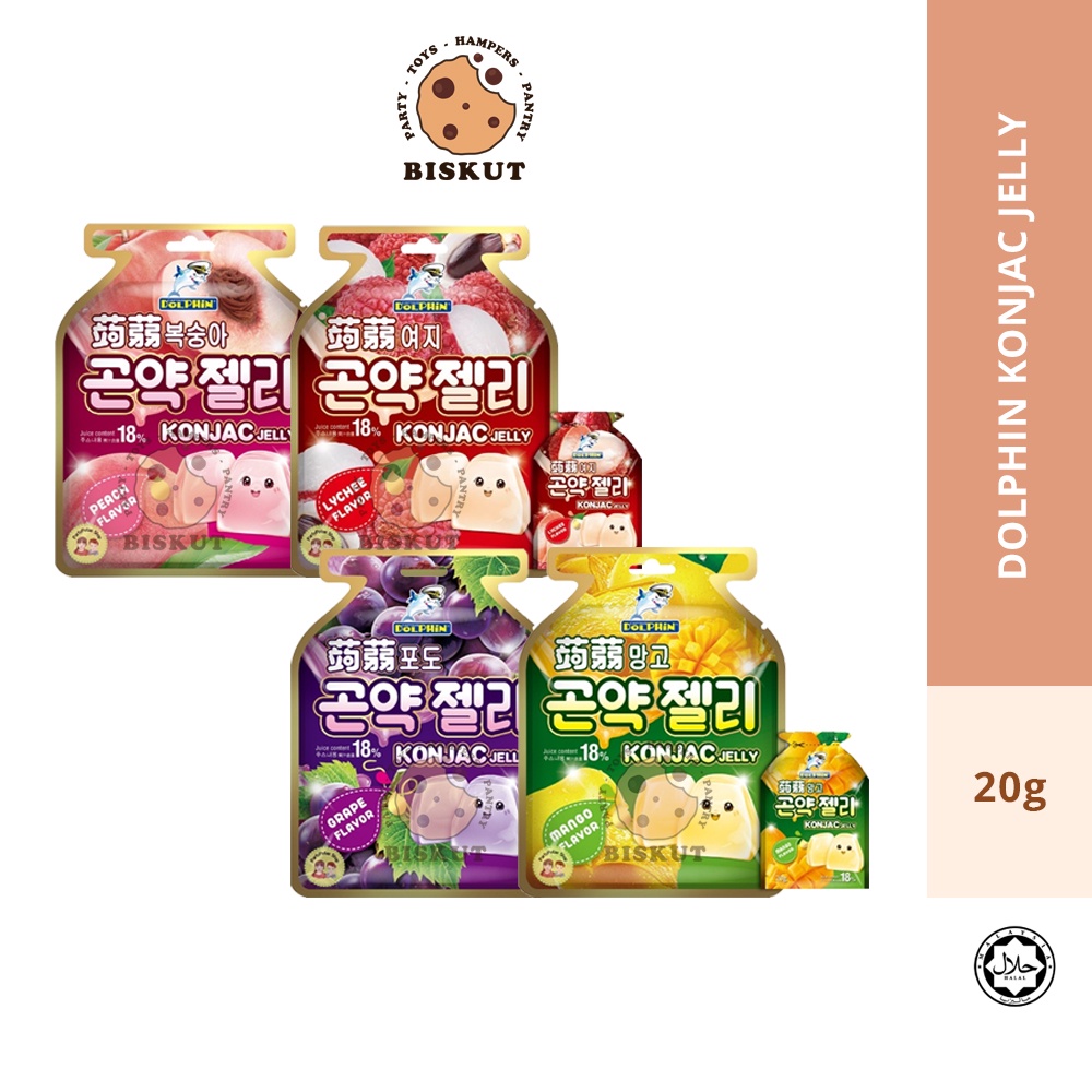 [Konjac Jelly] Dolphin Konjac Jelly (15's X 20g)- Grape/Lychee/Mango/Peach | Shopee Malaysia
