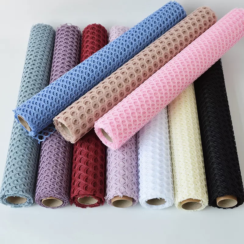 (48cm*5Yards) Colourful Net Flower Wrapping Paper | Poly Mesh Hollowed ...