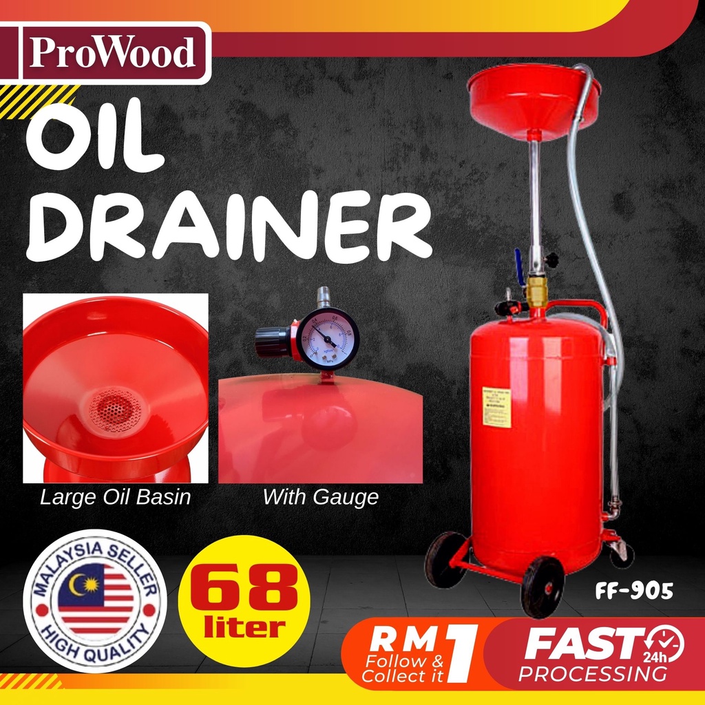 68L Heavy Duty Oil Drainer Portable Oil Extractor Tank Air Operated ...