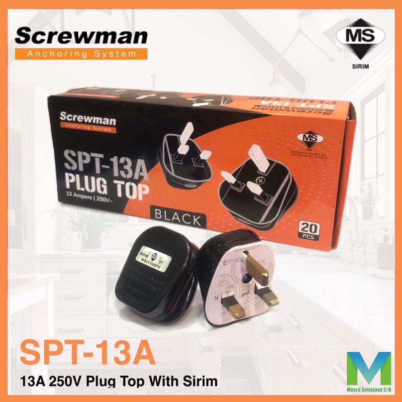 Screwman UK Plug Top 3Pin With Sirim Black Plug Top(1Pcs) | Shopee Malaysia