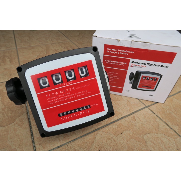 Super-Rite FM-2 (4-Digit) Heavy Duty Mechanical Flow Meter 1-inch x 1 ...