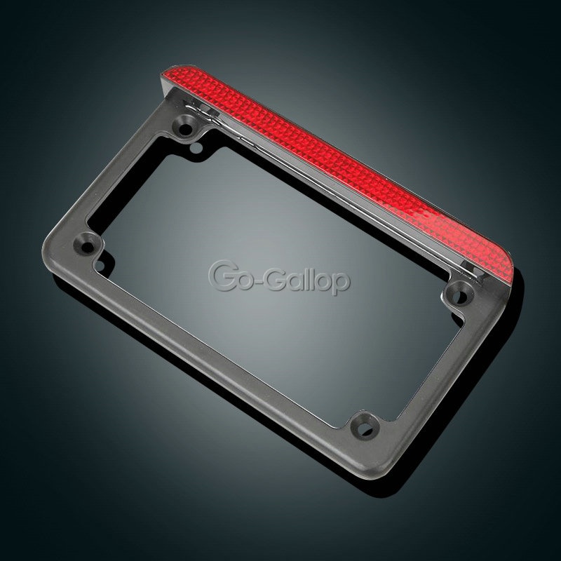 Universal Motorcycle Black Aluminum License Plate Frame With LED Brake ...