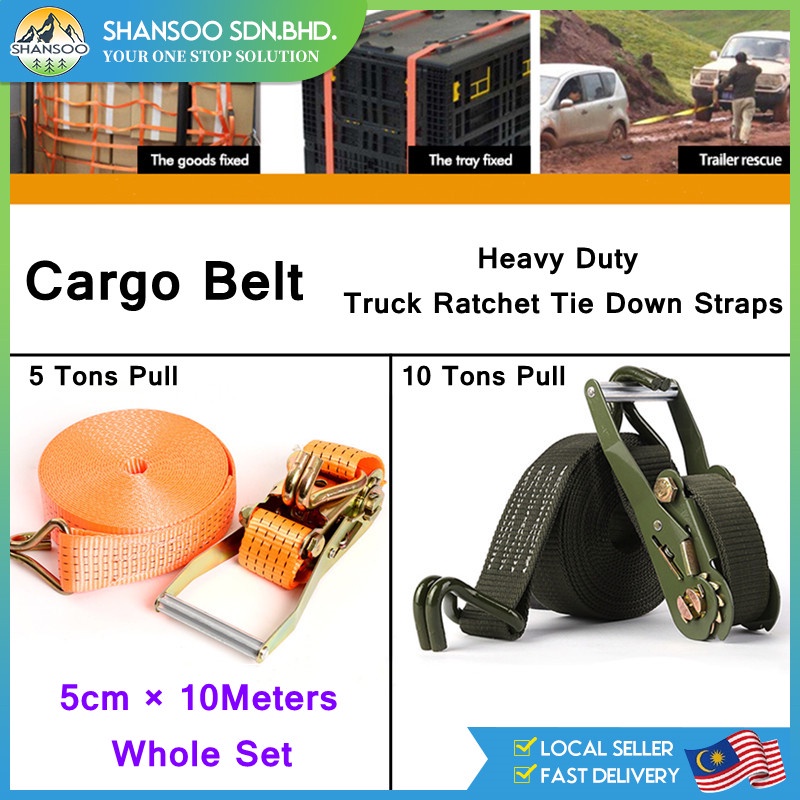 5 Tons/10 Tons 10m Cargo Belt With Hook Heavy Duty Ratchet Tie Down ...