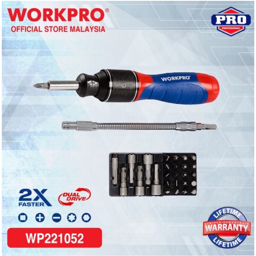 WORKPRO WP221052 29PC Double Drive Ratchet Screwdriver Set | Shopee ...