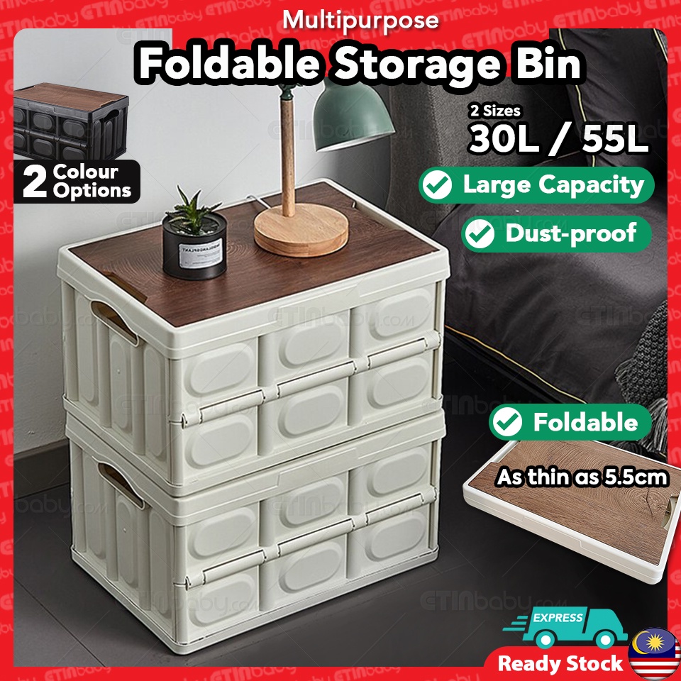 Kotak Lipat Serbaguna Storage Box Home Wooden Lid Car Trunk Basket ...