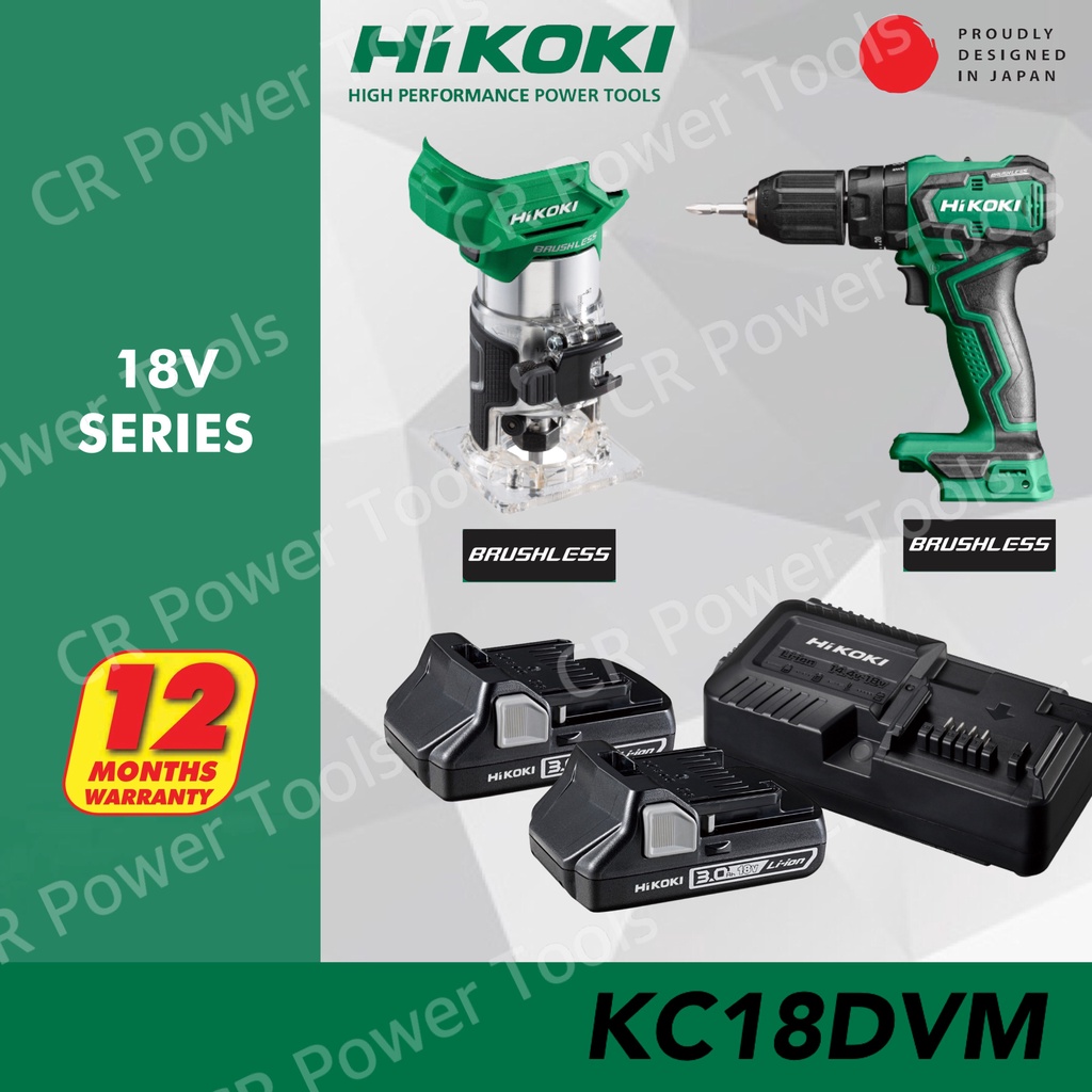HIKOKI KC18DVM CORDLESS IMPACT DRILL DV18DD & CORDLESS TRIMMER M1808DA ...