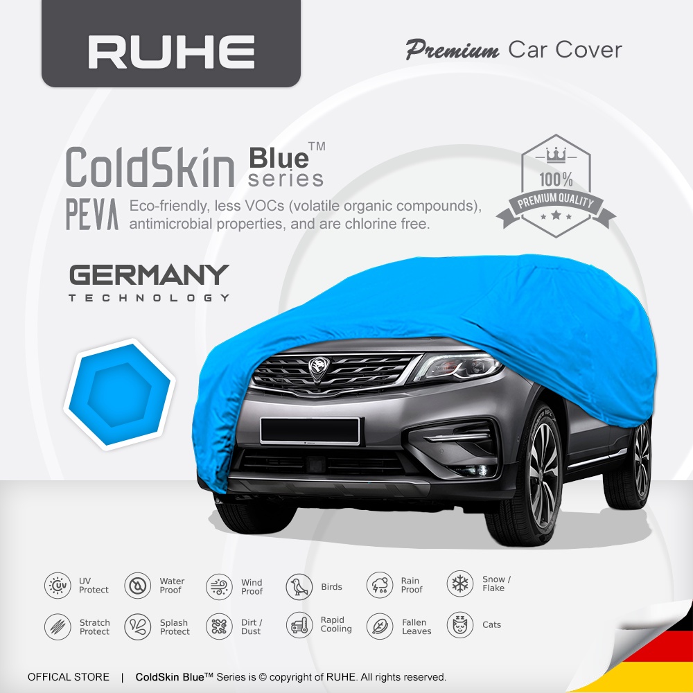 RUHE Germany Blue Peva Car Cover Outdoor Protection Waterproof UV ...