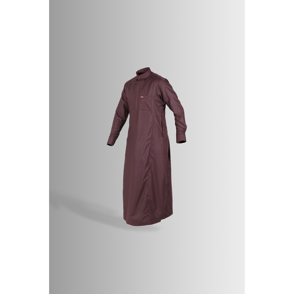 Shahama Basic Gamis Robe with Cuff Sleeves Qatar Collar SH-080 Maroon ...
