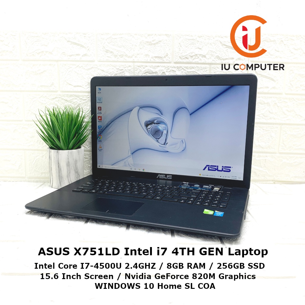 ASUS X751LD INTEL CORE I7-4500U 8GB RAM 256GB SSD 820M USED LAPTOP ...