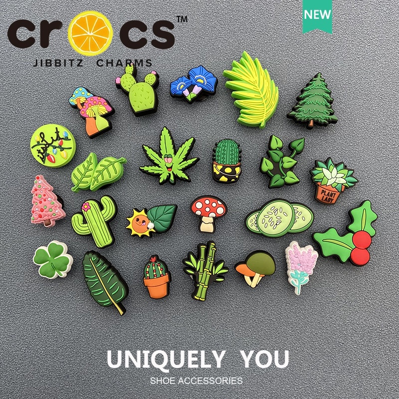 crocs jibbitz charms Green Plant Flower Series Shoes Hole Accessories botton | Shopee Malaysia