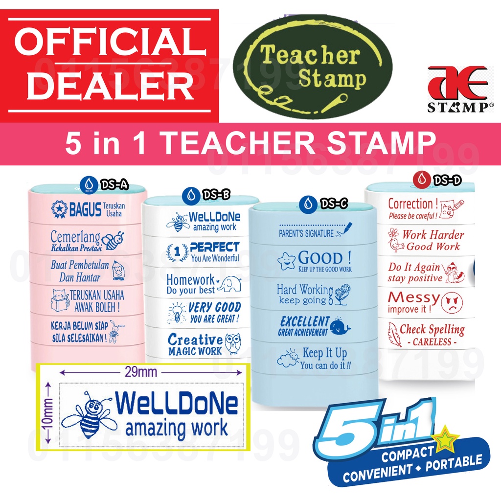 STACKABLE 5in1 Teacher Stamp | Cop Ulasan Guru | Compact Convenient ...