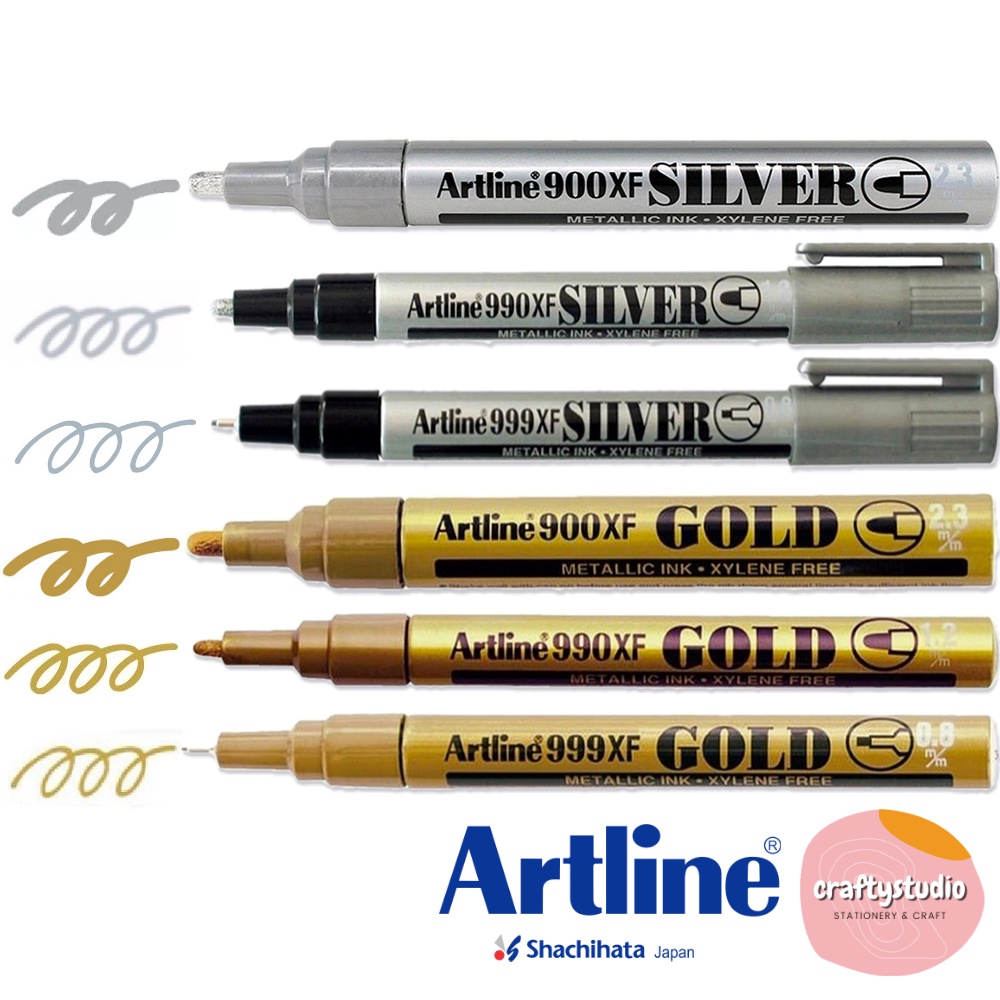 Artline Gold & Silver Metallic Ink Marker Pen, Metallic Marker (900XF ...