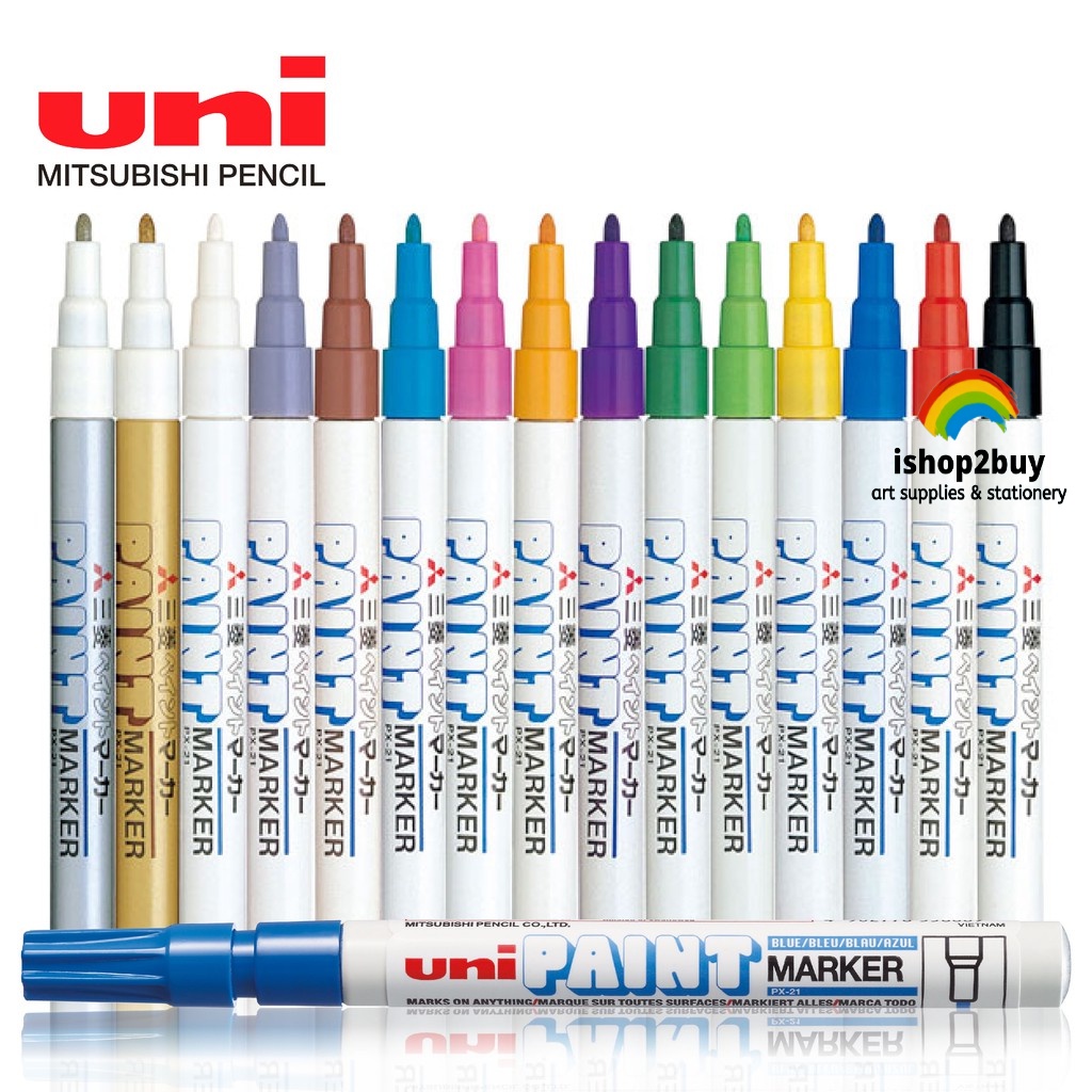 UNI PAINT Marker Pen Fine Tip 0.8mm-1.2mm PX-21 Waterproof Paint Marker Pen | Shopee Malaysia