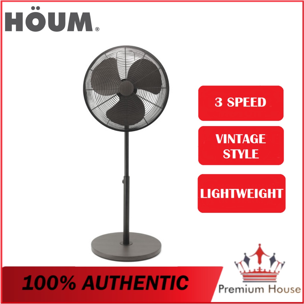 Houm S16 Stylish Stand Fan Vintage Design 3 Blades 16" 16-Inch 3 Speed ...
