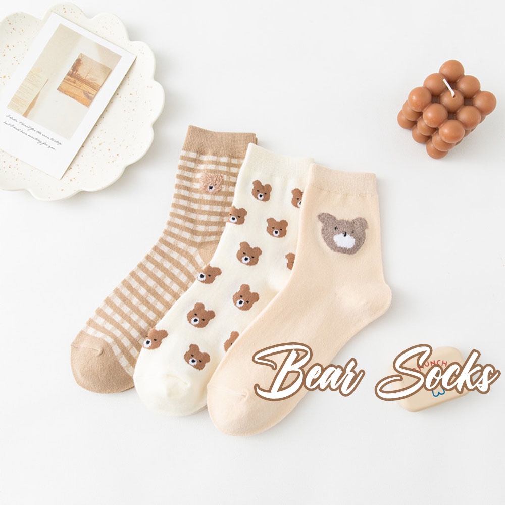 BH- Ankle 1 Pair Socks Cartoon Bear Cute Little Women Ladies Three ...