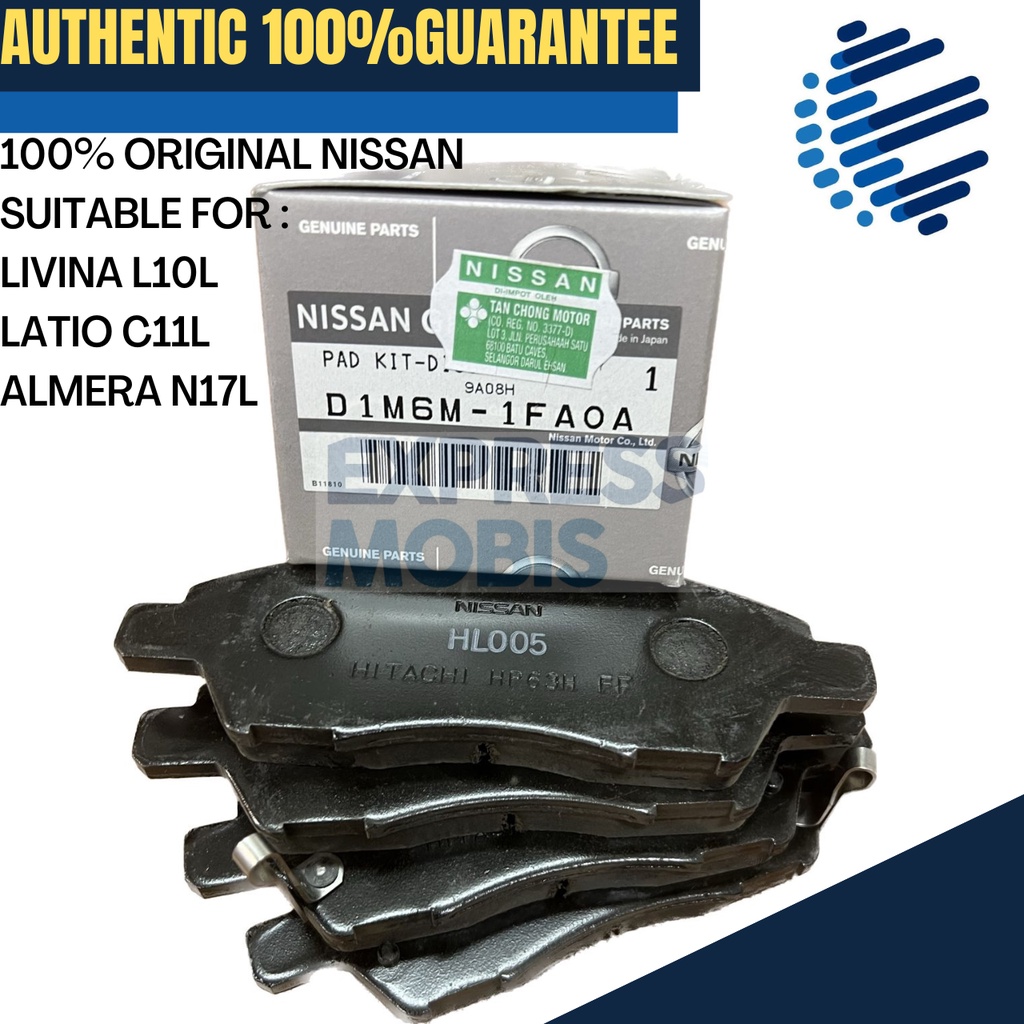 100% ORIGINAL NISSAN FRONT BRAKE PAD D1M6M-1FA0A / D1060-3VA9B LIVINA ...