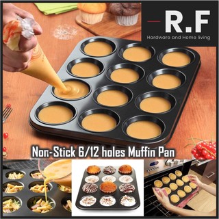 Black Gold Colour Bakeware Cake Mould 6/12 Holes Non-Stick Mini Muffin ...
