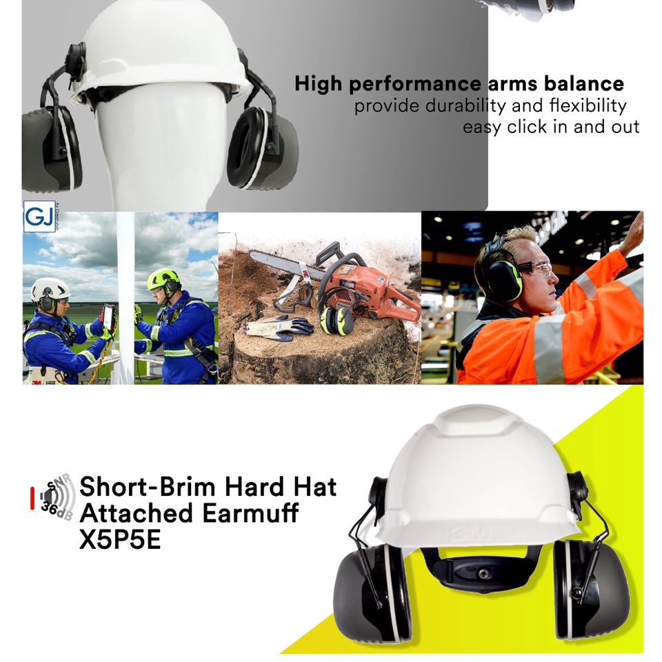 3M X5P5E PELTOR Helmet Attached Electrically Insulated Safety Earmuff DOSH SIRIM Approved Short ...