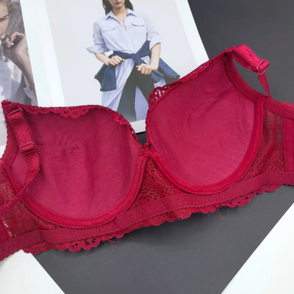 Bra Women Wired BC Cup 3D Floral Lace 3 Hook Full Cup Bra Baju Dalam ...