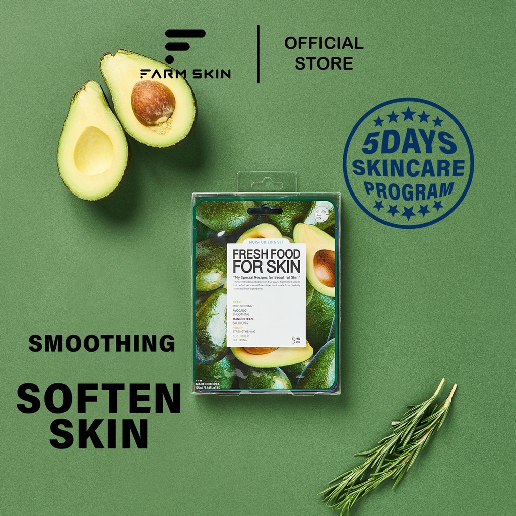 Set Masker Muka Avokado Fresh Food FARMSKIN (5 Keping) | Shopee Malaysia