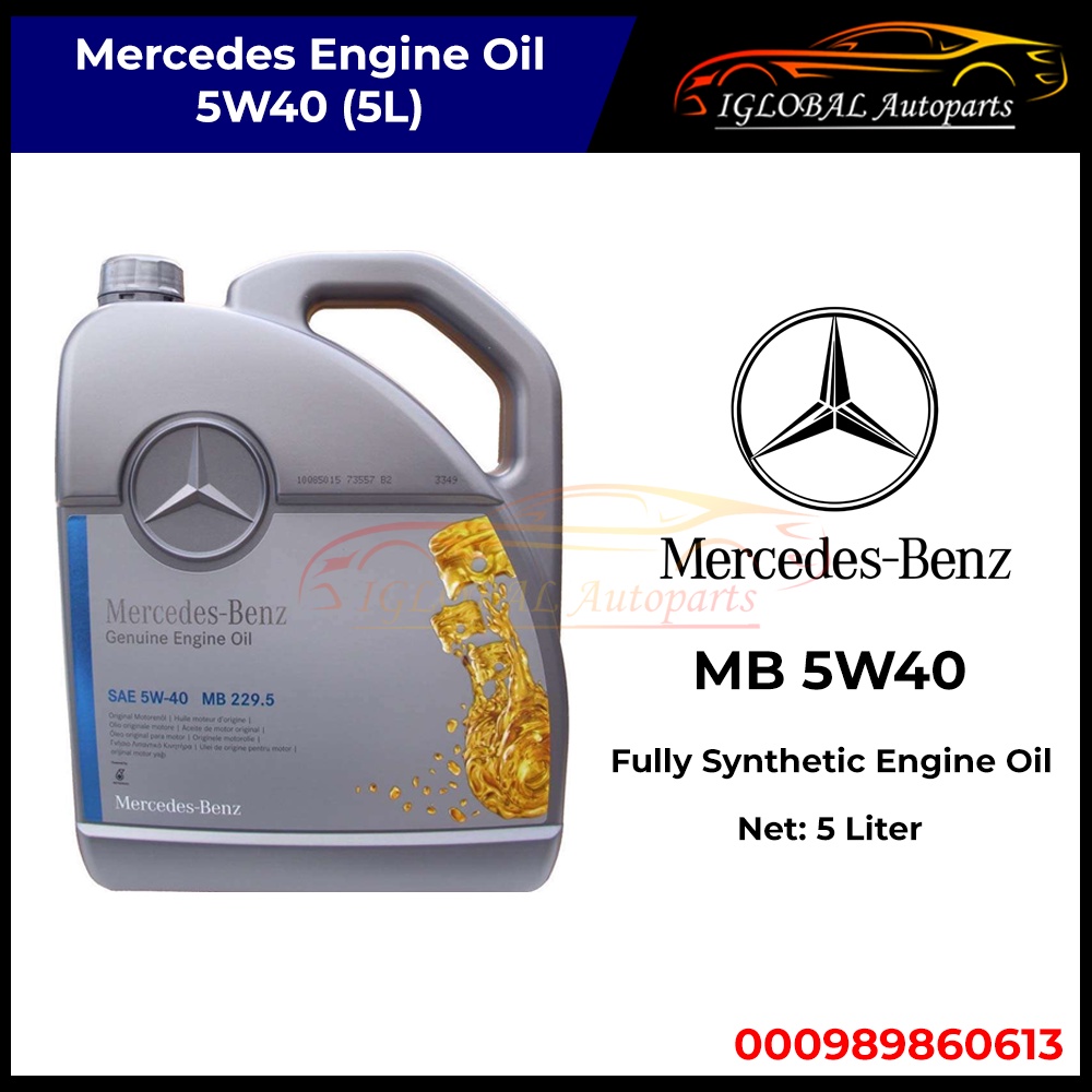 Mercedes-Benz 5W40 5L Fully Synthetic Engine Oil - 000989630813 ...