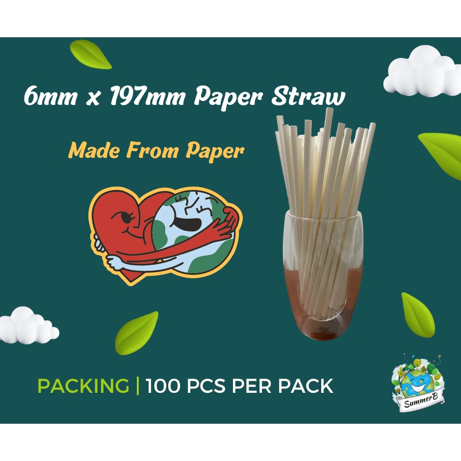 Paper Straw 6mm x 197mm (100Pcs) / Giant Straw / Disposable Paper Straw ...