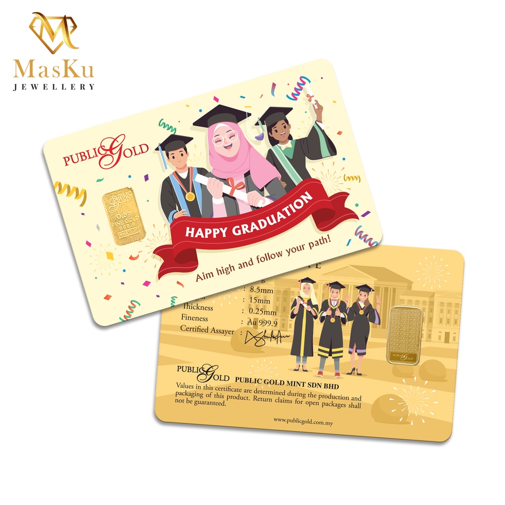 Public Gold Bullion Bar PG 0.5g (Emas 999.9) 24K - Happy Graduation ...