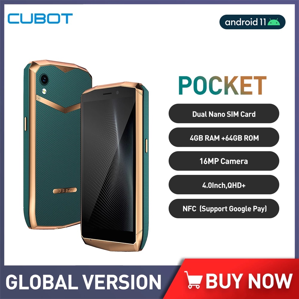 In Stock Cubot Pocket Android Mini Smartphone 2022 NFC Support 4GB RAM 64GB ROM 128 GB Extended ...