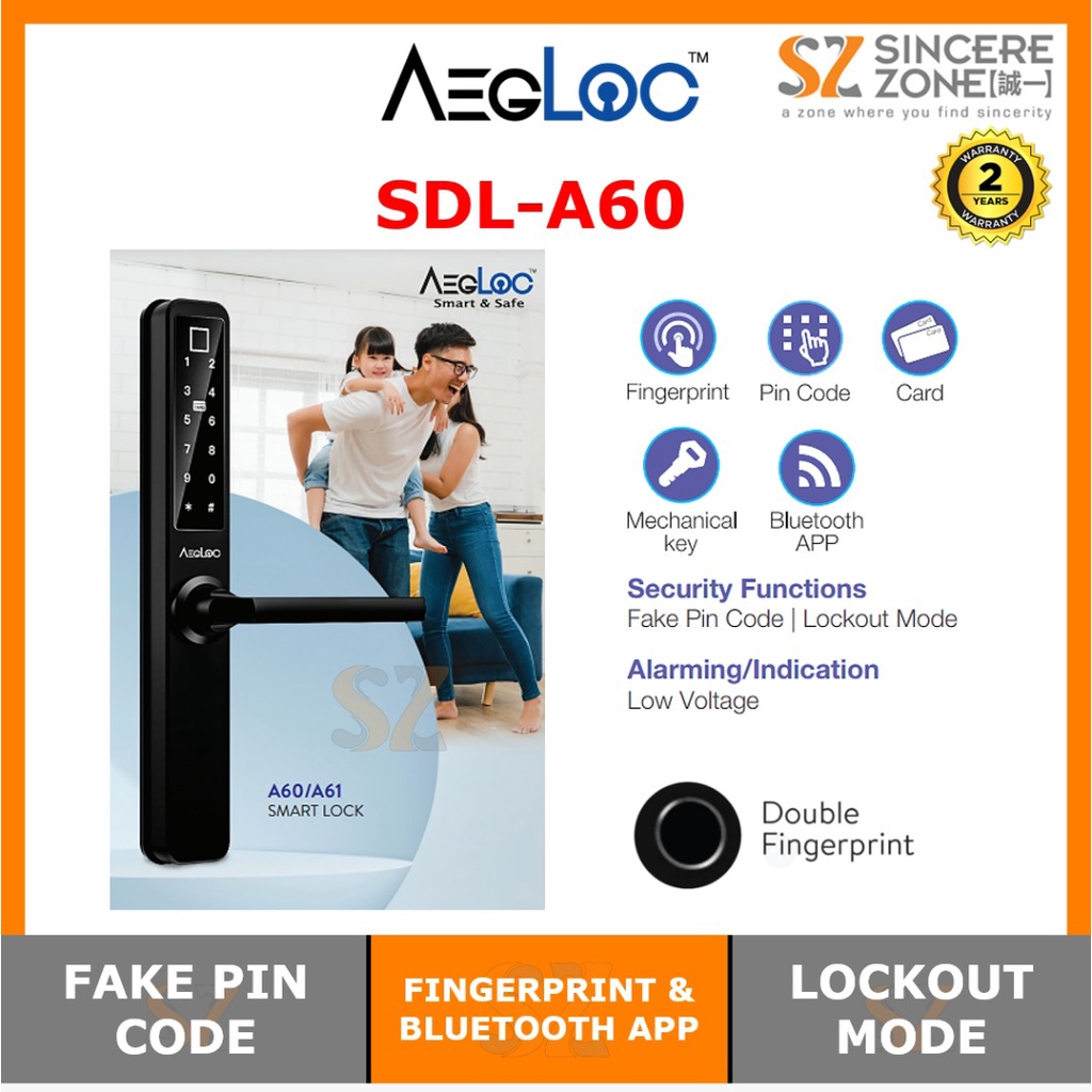 Aegloc SDL-A60 Double Fingerprint Smart Digital Door Lock | Shopee Malaysia